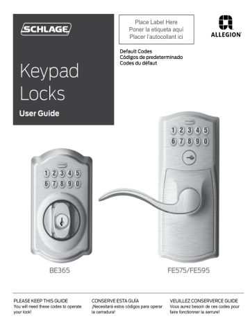Schlage FE595 CAM 619 GEO Guía del usuario | Manualzz