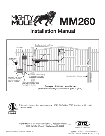 Mighty Mule MM260 Gate Opener Installation Manual | Manualzz