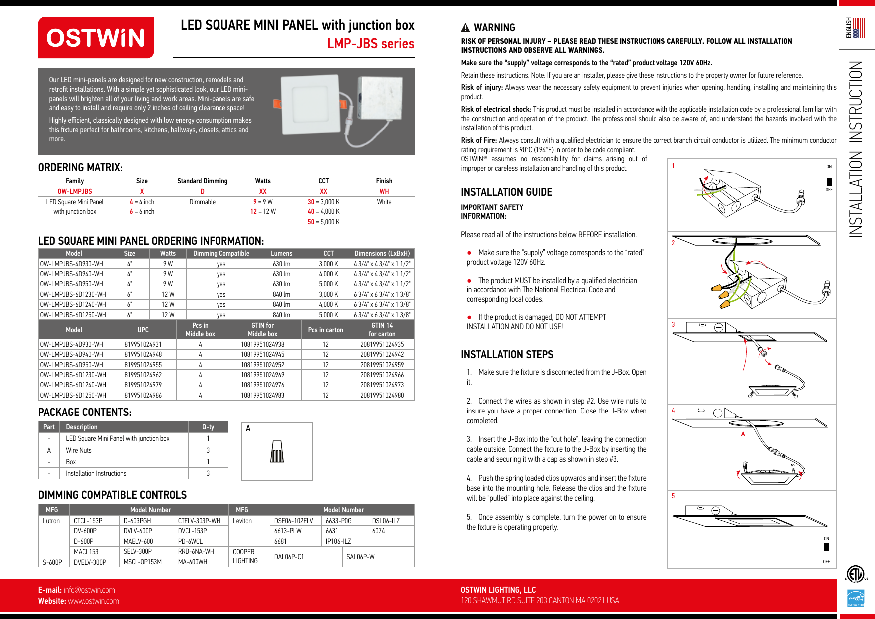 100W Eq OSTWIN 6 Inch LED Ceiling Light-Dimmable LED Flush Mount ...