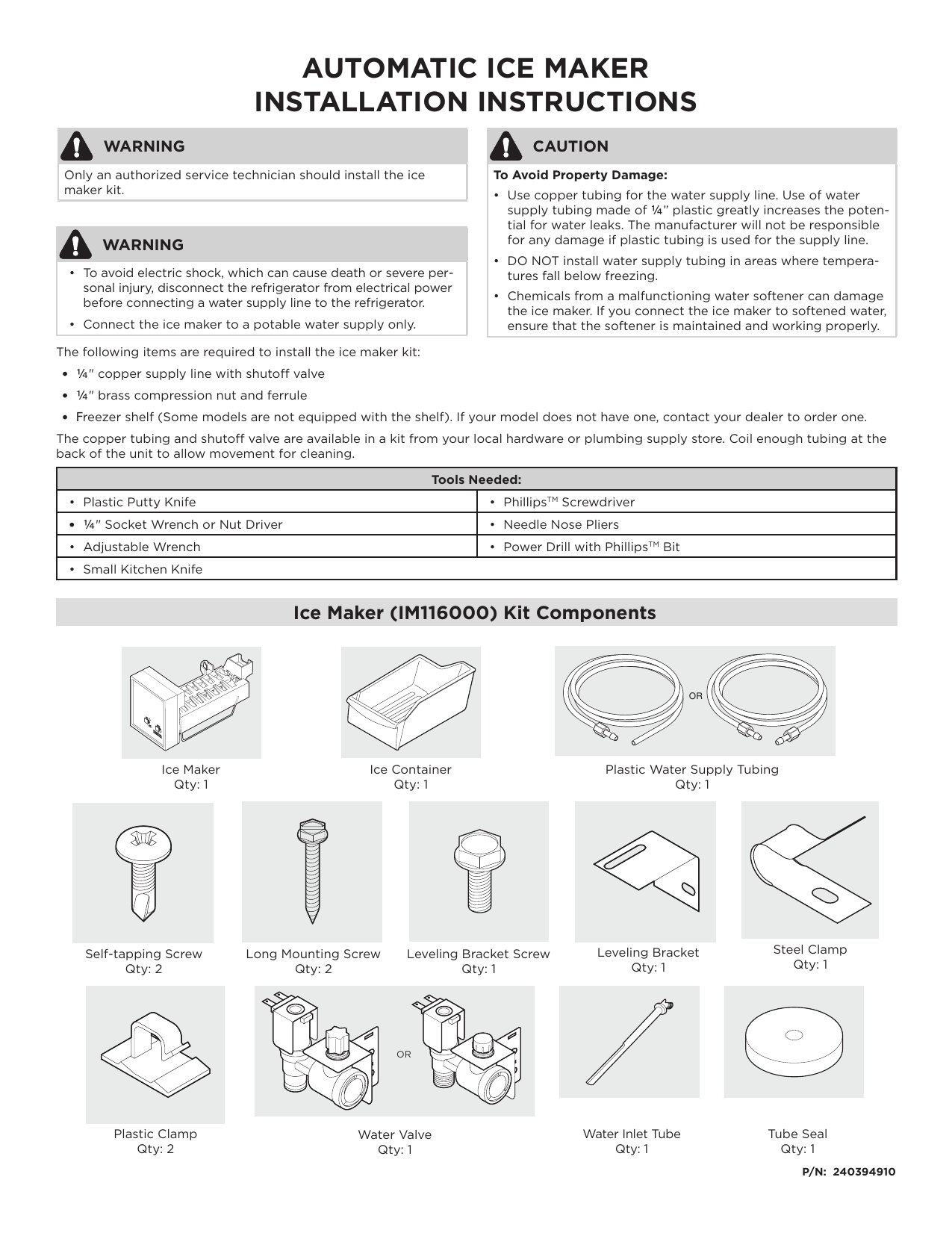 Frigidaire EFIC102 Installation guide | Manualzz