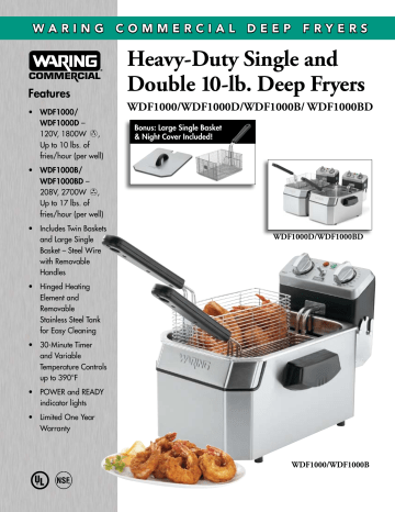 Waring WDF1000 Fryer Specification Sheet | Manualzz
