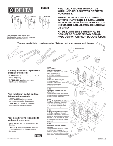 DELTA FAUCET R4707-PX Bathtub & Shower System Installation Manual ...