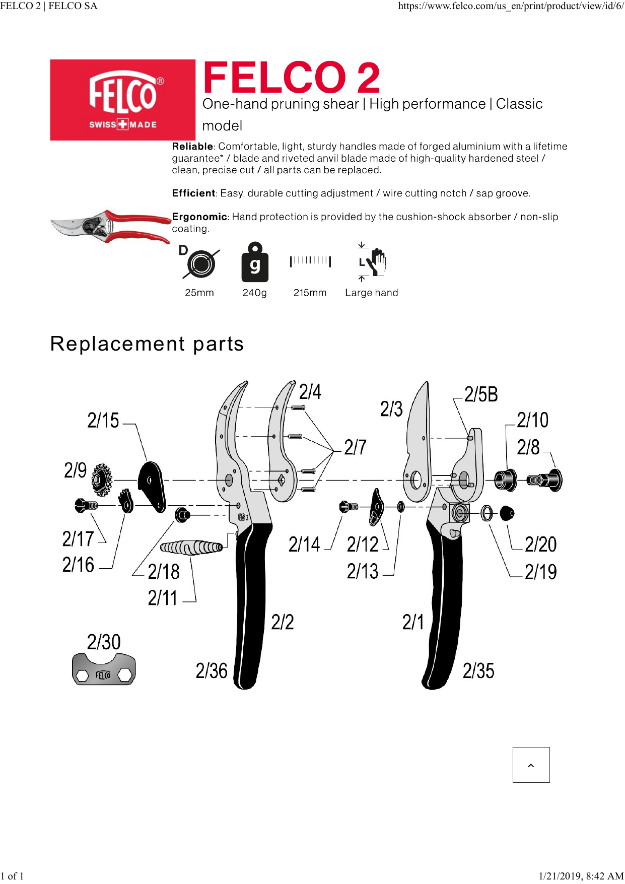 FELCO F-2 Specification | Manualzz