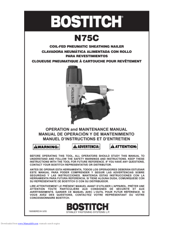 BOSTITCH N75C-1 Siding Nailer User Manual | Manualzz