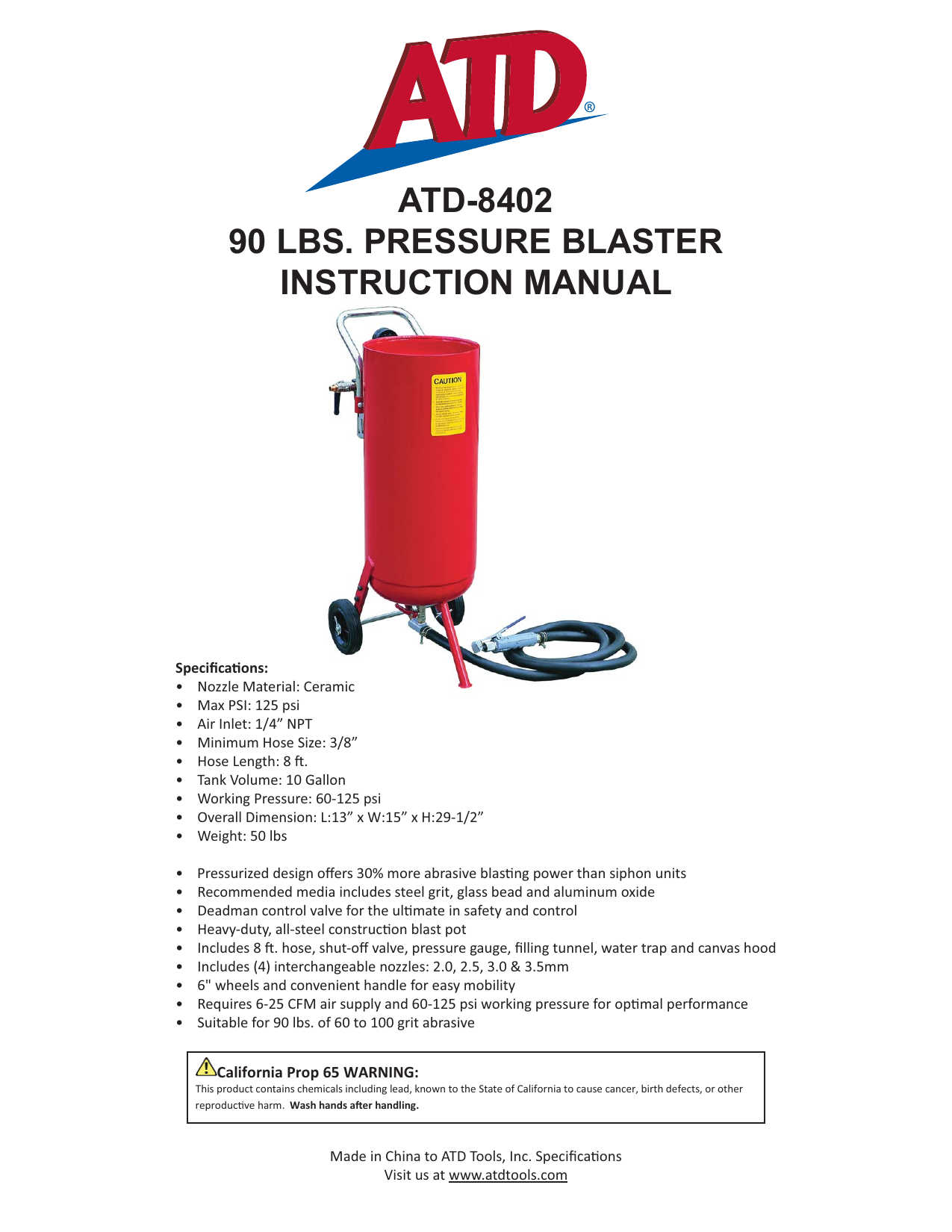 Automotive Shop Equipment & Supplies 90-100 lbs. ATD Tools 8402 ...