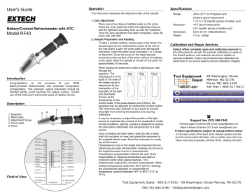 Extech RF40 Refractometer User Manual | Manualzz