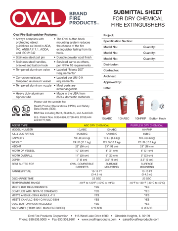 OVAL 10HABC Fire Extinguisher Specification Sheet | Manualzz