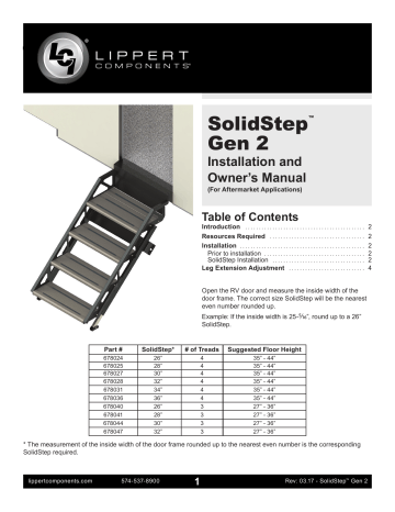 Lippert Components 678041 Steps & Ladder User Manual | Manualzz