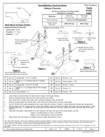 Draw-Tite 75650 Receiver Guide d'installation | Manualzz