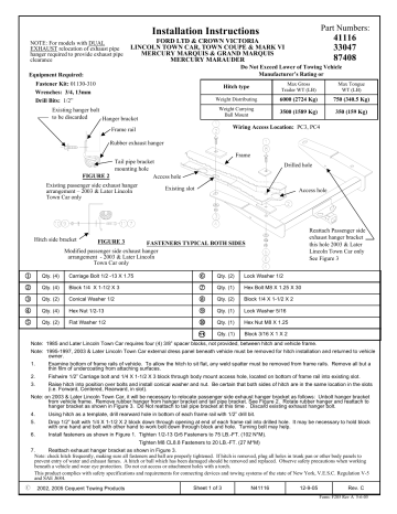 Draw-Tite 41116 Receiver Guide d'installation | Manualzz
