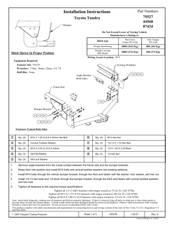 Draw-Tite 75527 Receiver Guide d'installation | Manualzz