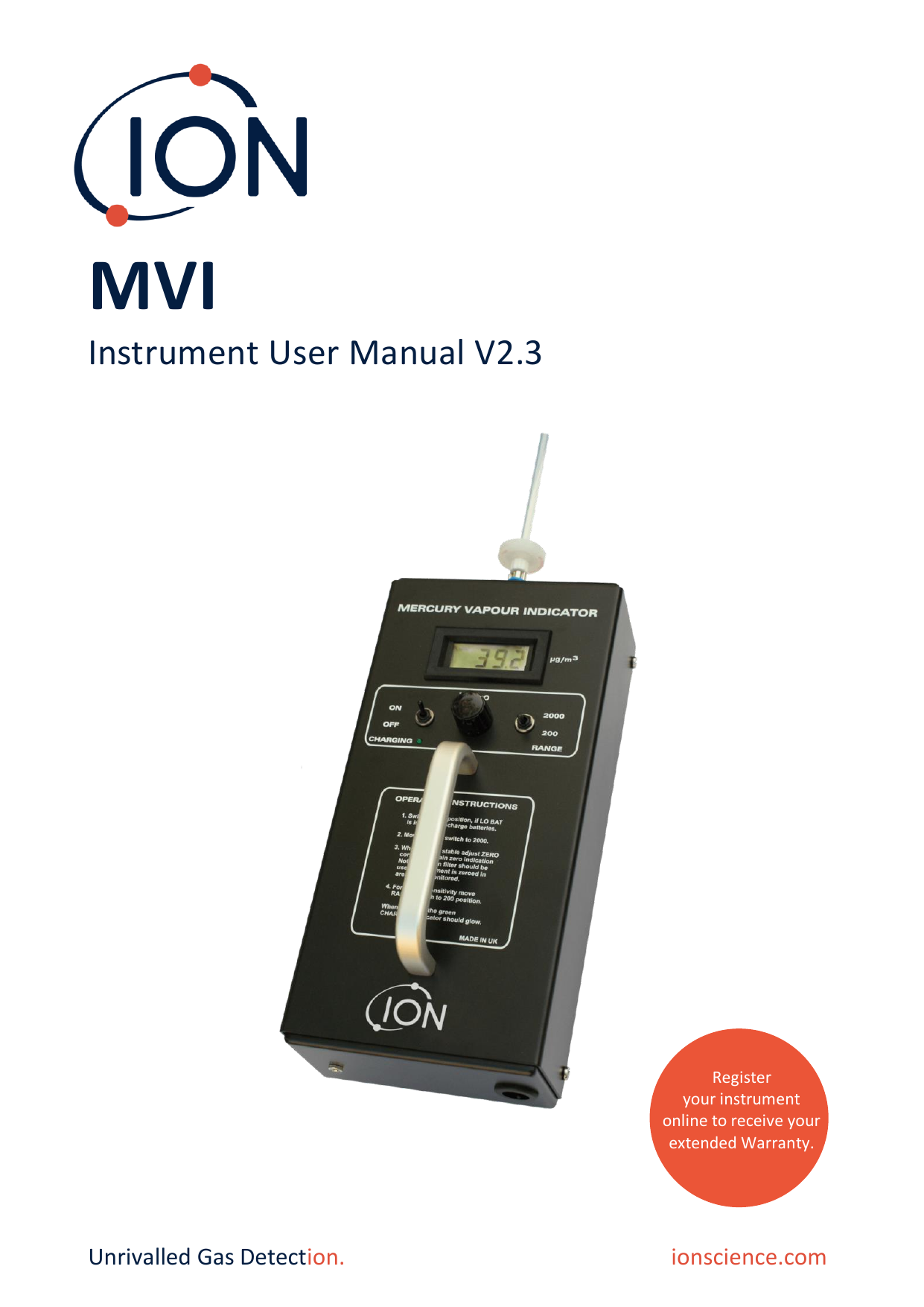Ion Science MVI portable mercury detector Manual | Manualzz