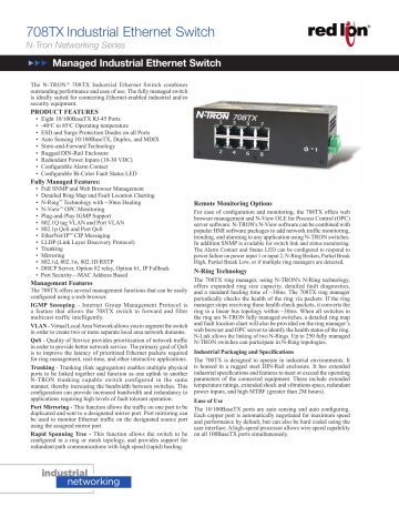 N-Tron 708TX Data Sheet Managed Ethernet Datasheet | Manualzz