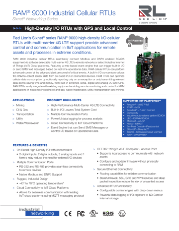 Sixnet RAM Cellular RTUs Datasheet | Manualzz