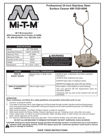 Mi-T-M Stainless Steel Surface Cleaner Operation Instructions | Manualzz