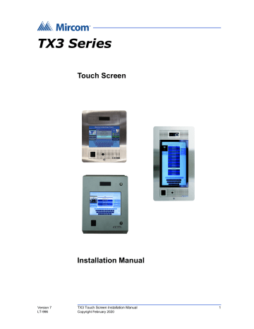 Mircom LT-996 TX3 Touch Screen Installation Manual | Manualzz