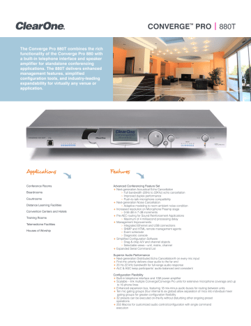 ClearOne CONVERGE Pro 880T Datasheet | Manualzz