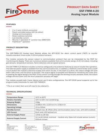 FireSense SSF-FMM- Analog Interface Module Datasheet | Manualzz