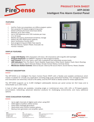 FireSense AFP- Fire Panel Addressable Datasheet | Manualzz