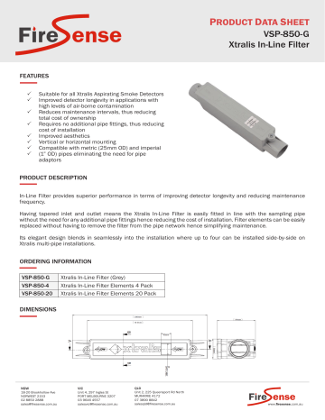 FireSense VESDA Inline Filter Aspirated Detection Datasheet | Manualzz