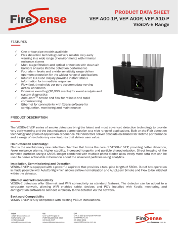 FireSense VESDA-E VEP Aspirated Detection Datasheet | Manualzz
