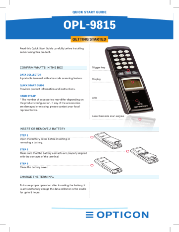 Opticon OPL-9815 Quick Start Guide | Manualzz