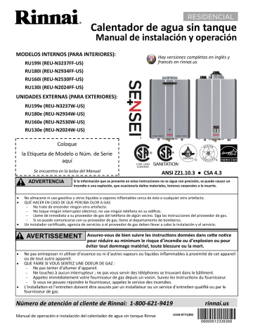 Rinnai REU-N3237FF-US-P Instrucciones de operación | Manualzz