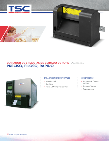 TSC Care Label Cutter Hoja de datos del producto | Manualzz