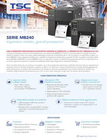 TSC MB240 Series Scheda tecnica del prodotto | Manualzz