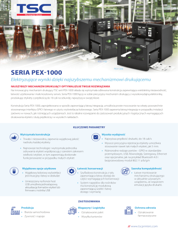 TSC PEX-1000 Series Scheda tecnica del prodotto | Manualzz