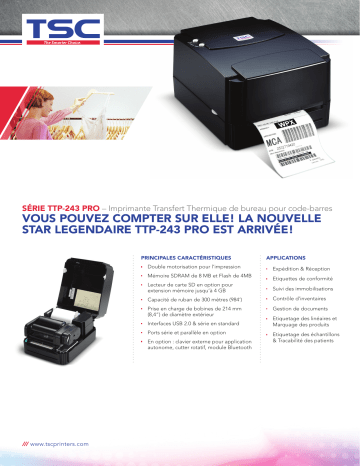 TSC TTP-243 Pro Series Fiche technique de produit | Manualzz