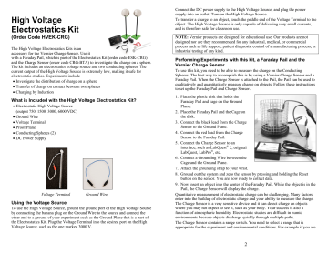 Vernier High-Voltage Electrostatics Kit Manual | Manualzz