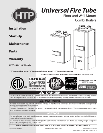HTP UFT Combination Wall & Floor Boiler Installation Manual | Manualzz
