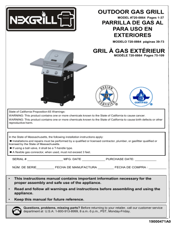 Nexgrill 720-0864 Home Depot Owner Manual | Manualzz