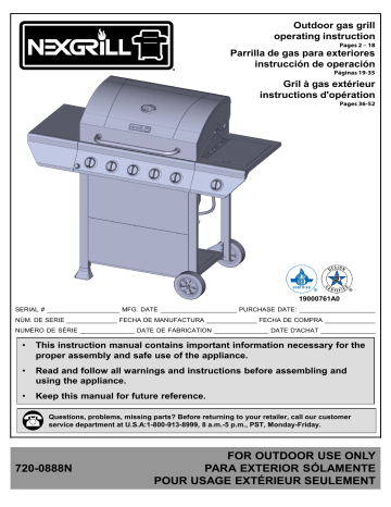 Nexgrill 720-0888N Instrucciones de operación | Manualzz