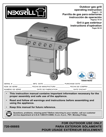 Nexgrill 720-0888S Guide d'installation | Manualzz