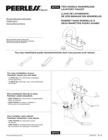 Peerless 4 in. Centerset 2-Handle Bathroom Faucet installation Guide ...