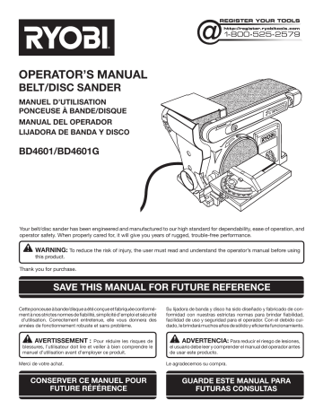 Ryobi BD4601, BD4601G Manual de usuario | Manualzz