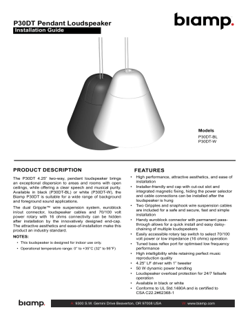 Biamp P30DT Pendant Loudspeaker Installation Guide | Manualzz