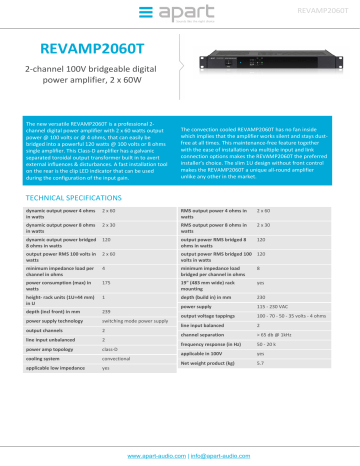 Biamp REVAMP2060T Data Sheet | Manualzz
