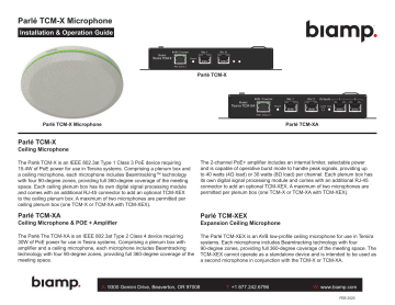 Biamp Parlé TCM-X Microphone Installation & Operation Guide | Manualzz