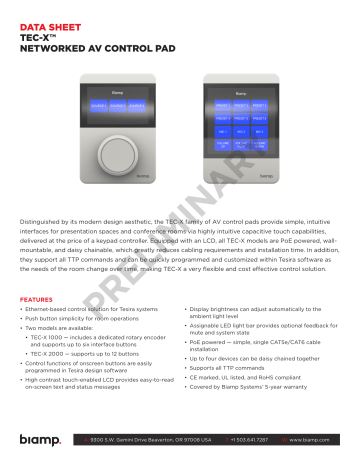 Biamp TEC-X Data Sheet | Manualzz