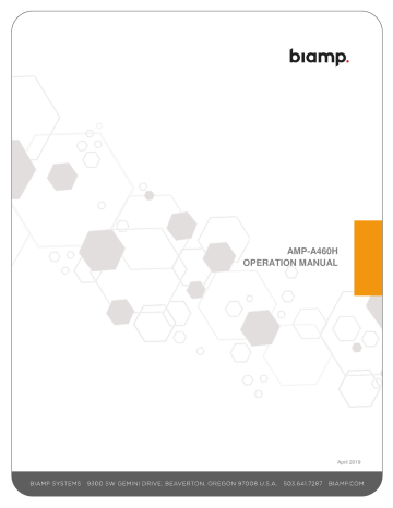 Biamp Tesira AMP-A460H Operation Manual | Manualzz