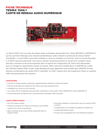 Biamp Tesira DAN-1 Fiche technique | Manualzz