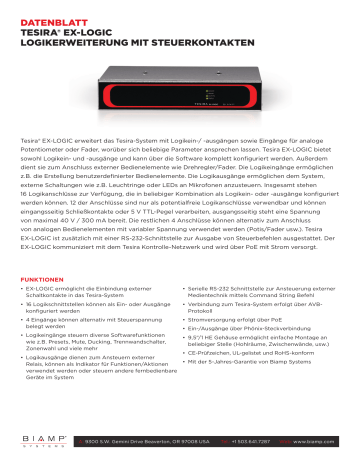 Biamp Tesira EX-LOGIC Datenblatt | Manualzz
