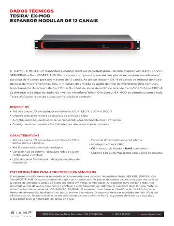 Biamp Tesira EX-MOD Ficha de dados | Manualzz