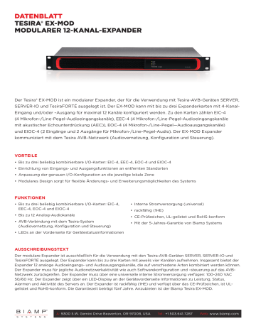 Biamp Tesira EX-MOD Datenblatt | Manualzz