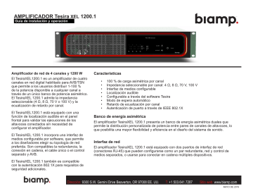 Biamp TesiraXEL 1200.1 Amplifier Guía del usuario | Manualzz