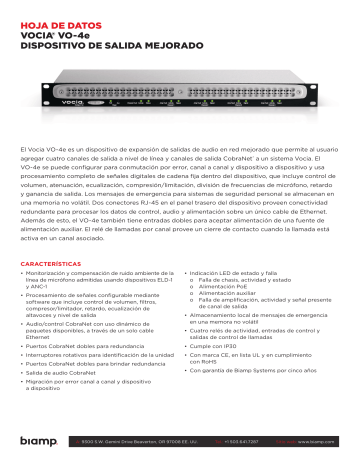 Biamp Vocia VO-4e Ficha de datos | Manualzz