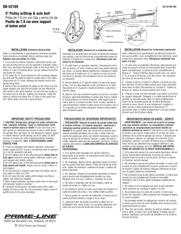 Prime-Line 3 in. Dia Pulley installation Guide | Manualzz